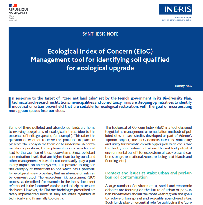 Ecological Index of Concern (EIoC) | Ineris